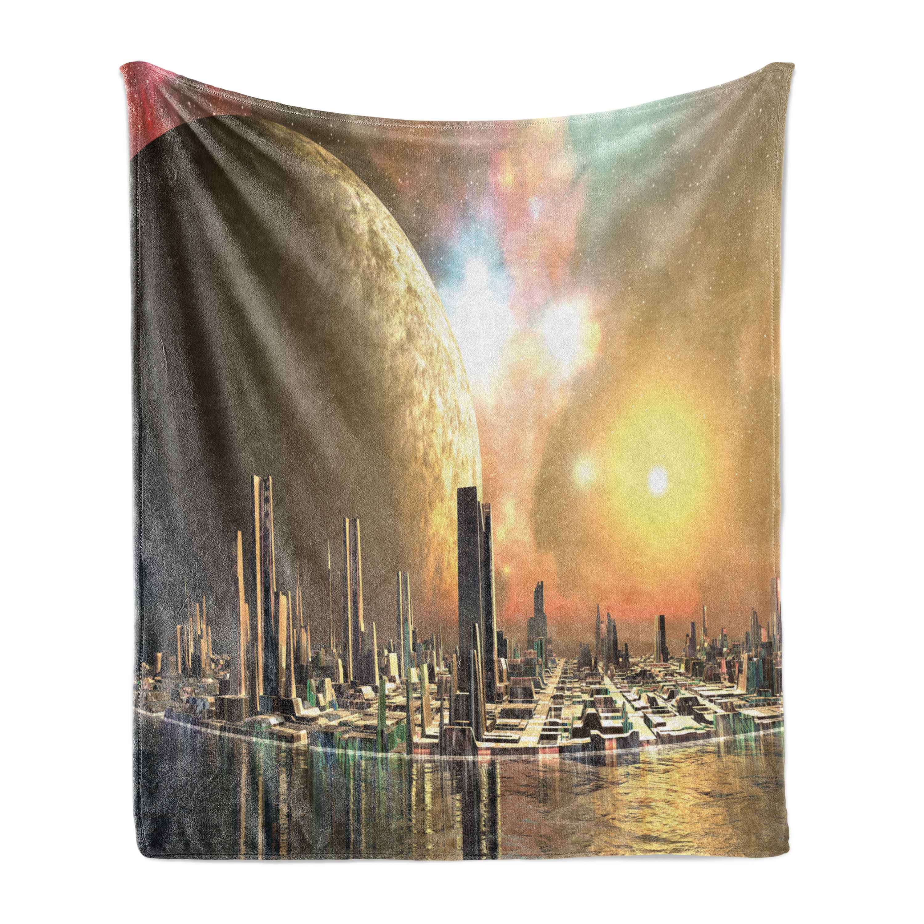Cityscape Soft Flannel Fleece Throw Blanket, Utopia Islands Floating ...