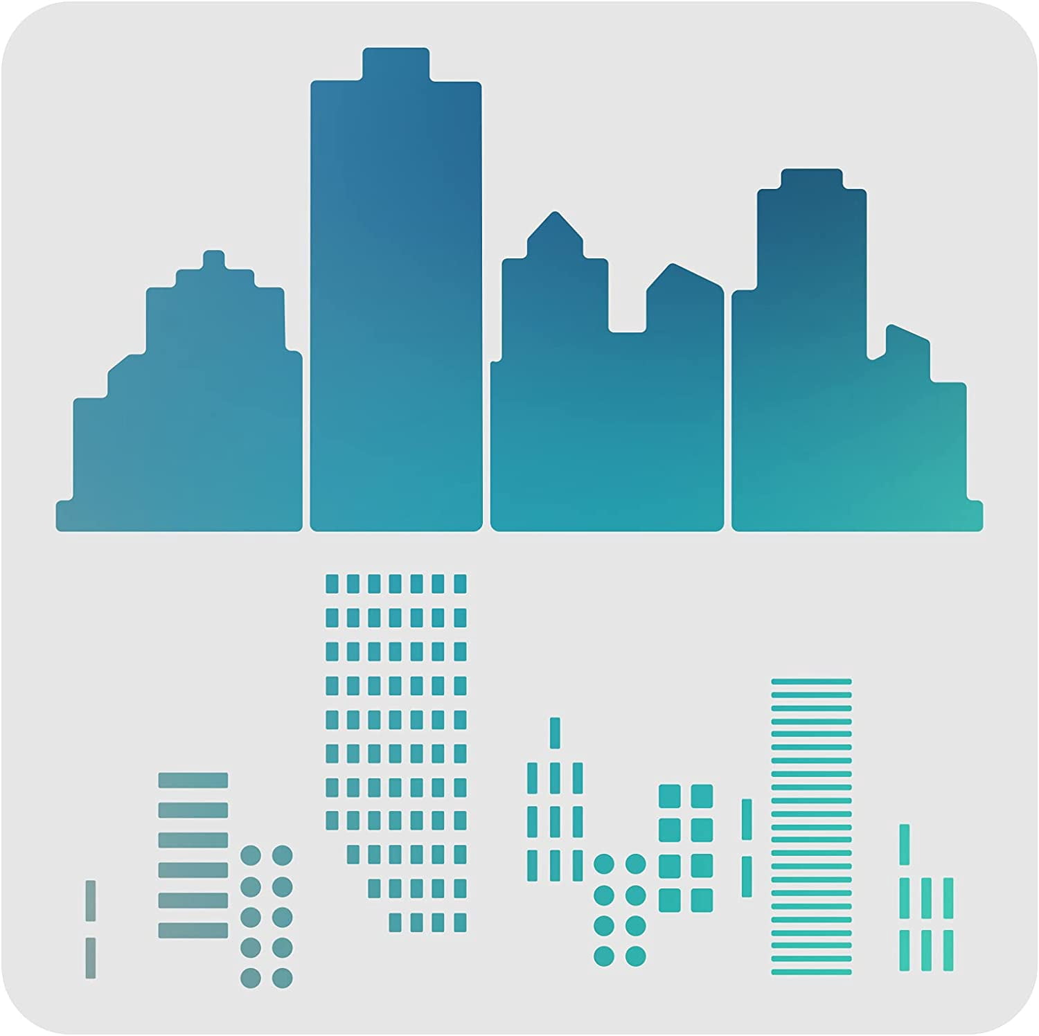 Cityscape Stencils - 11.8x11.8inch Plastic City Building Morse Code ...