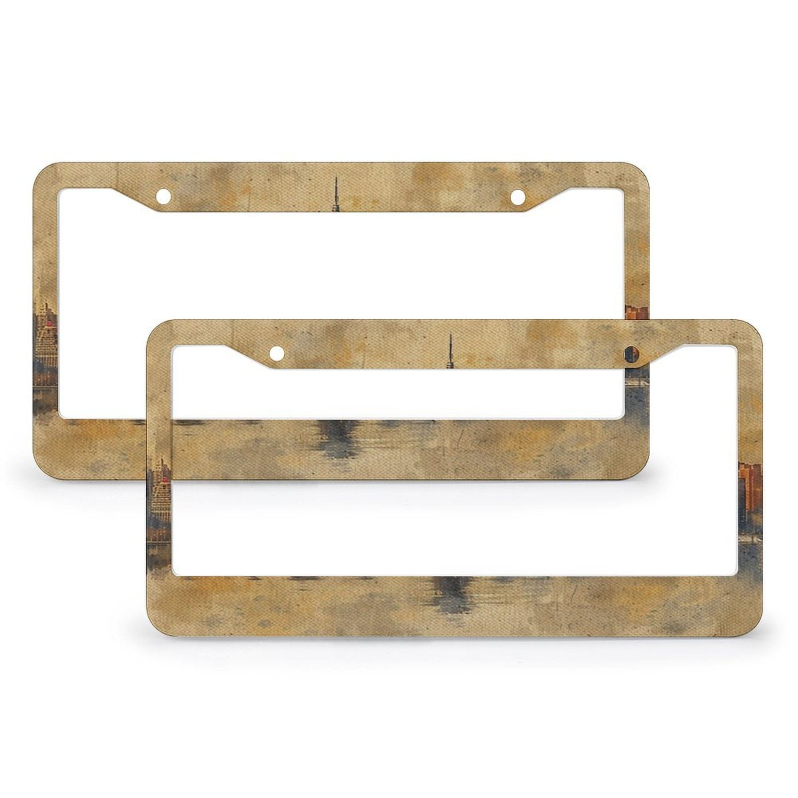 Cityscape Urban Skyline View Aluminum Metal Car License Plate Frame ...