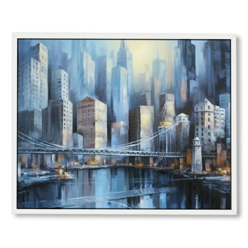 Cityscape Wall Art Abstract Skyline Modern Picture for Bedroom Living ...