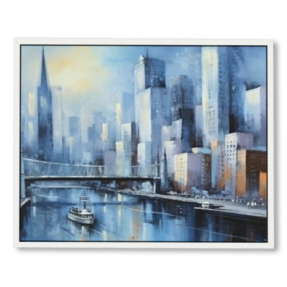 Cityscape Wall Art Abstract Skyline Modern Picture for Bedroom Living ...