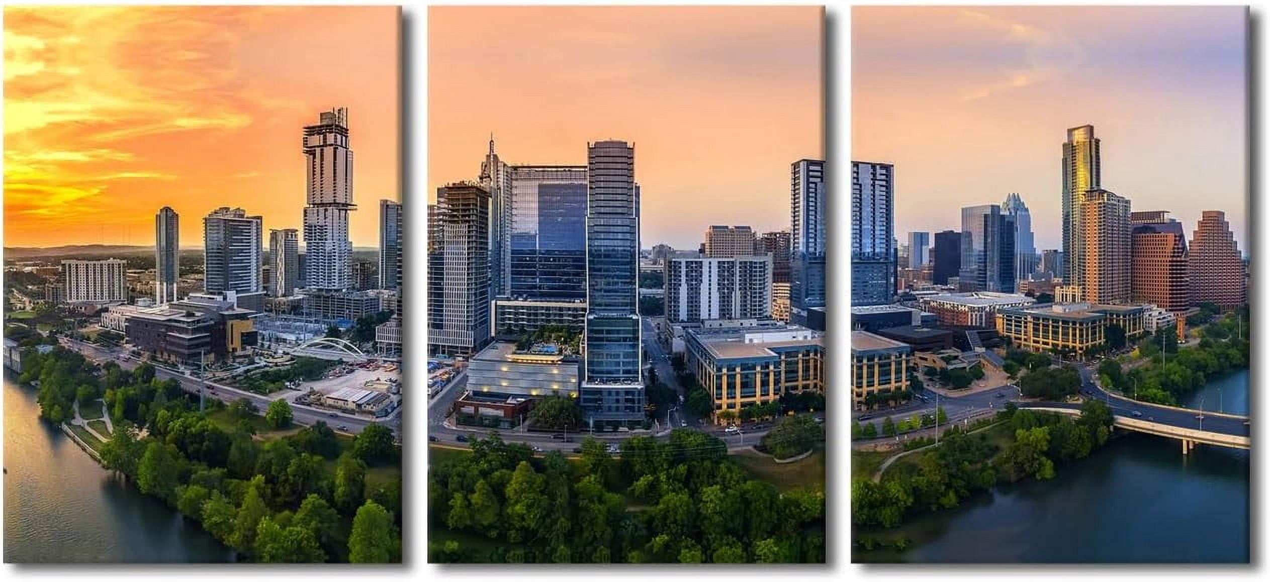Cityscape Wall Art Cleveland City Skyline Pictures 3 Piece Canvas ...