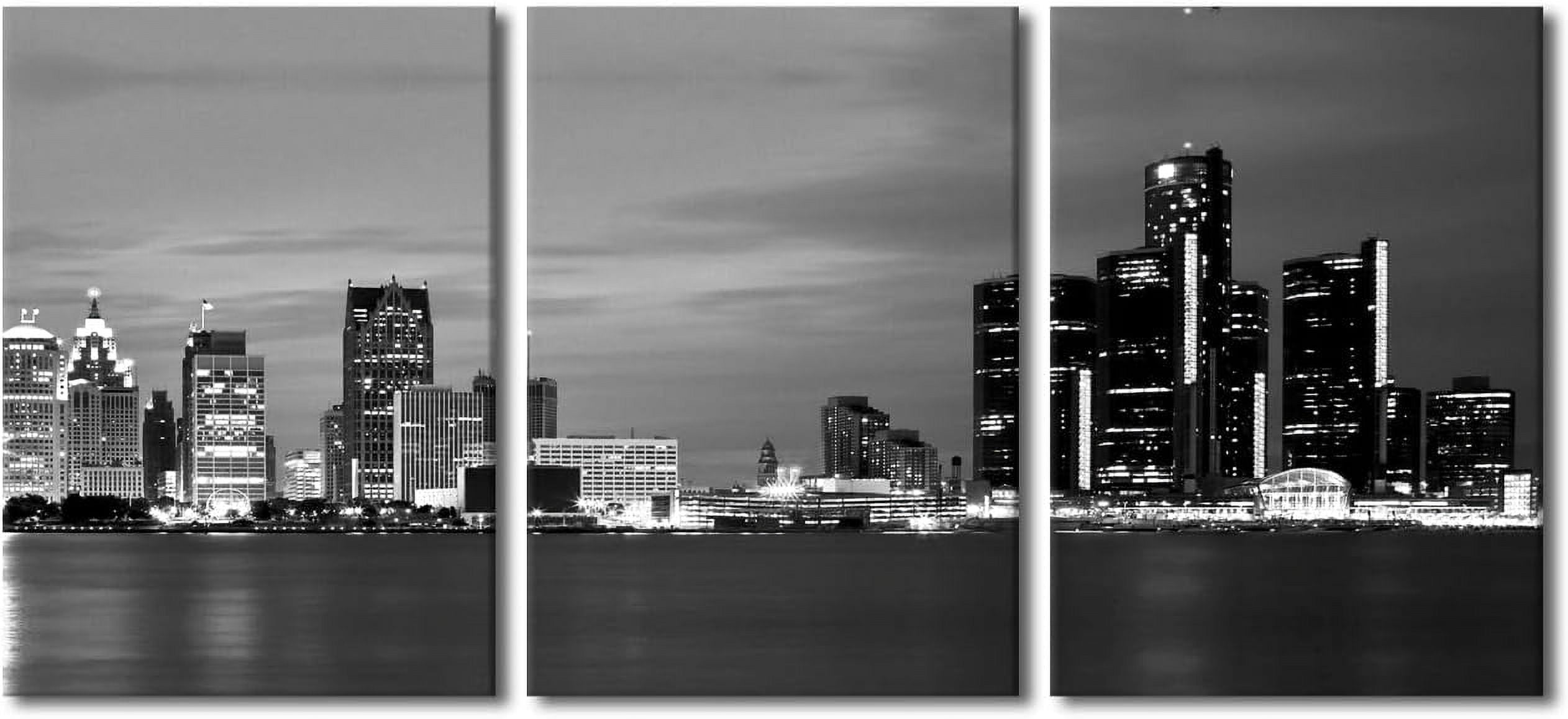 Cityscape Wall Art Cleveland City Skyline Pictures 3 Piece Canvas ...