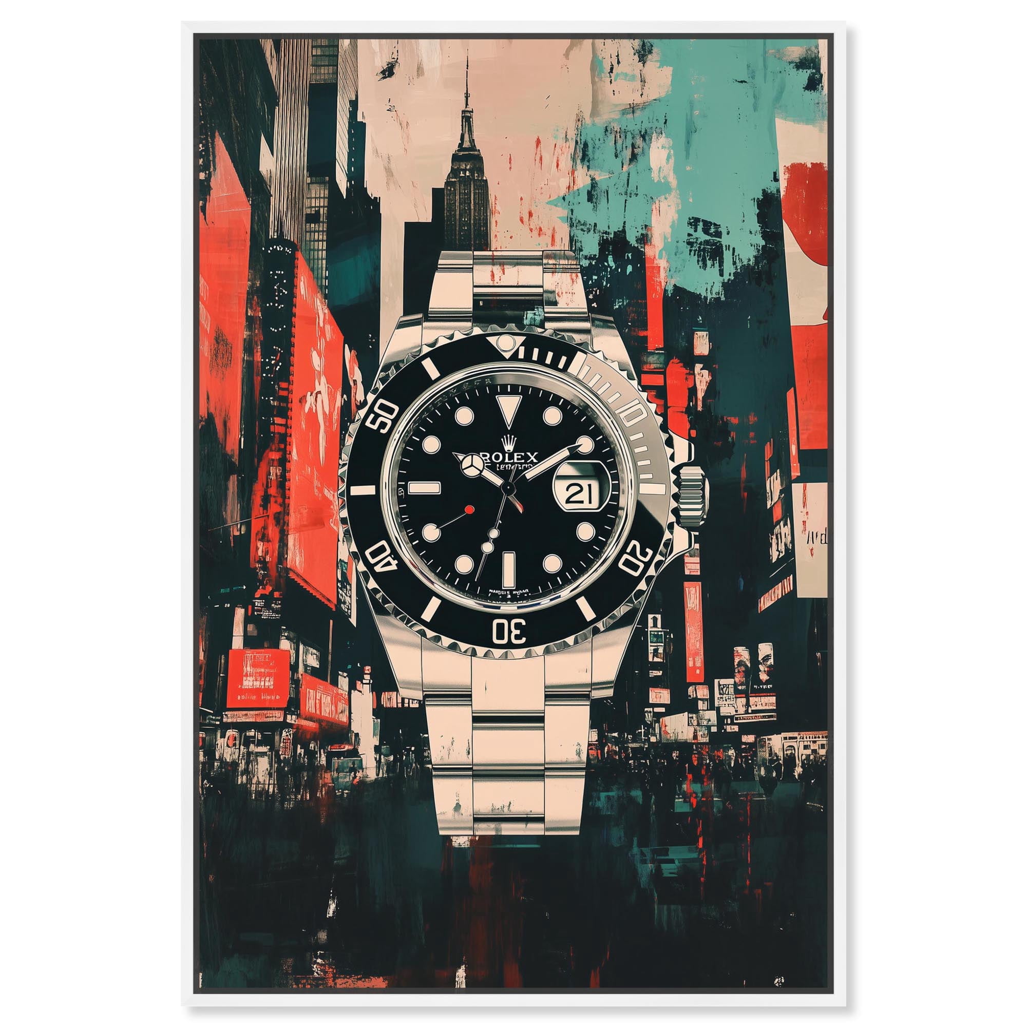 Cityscape Watch Canvas Urban Posters by Art Remedy, White Frame, 10 x ...