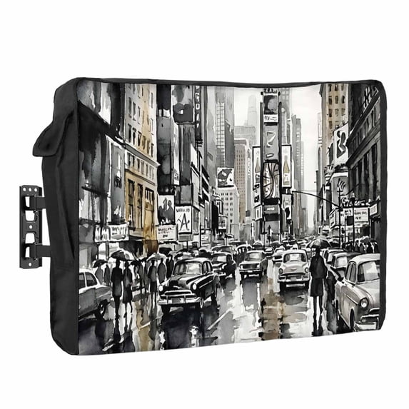 Cityscape Waterproof Outdoor TV Cover, Retro Watercolor Black White ...