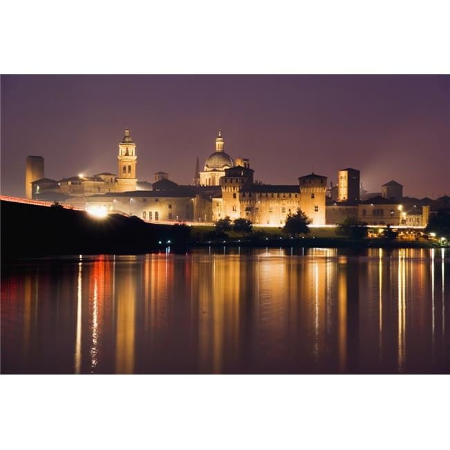 Cityscape of Mantua At Night Poster Print - 36 x 24 - Large - Walmart.com