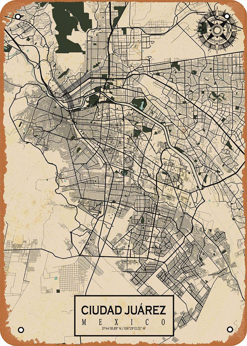 Ciudad Juarez Map Vintage Vintage City Maps Retro Vintage Decorative ...