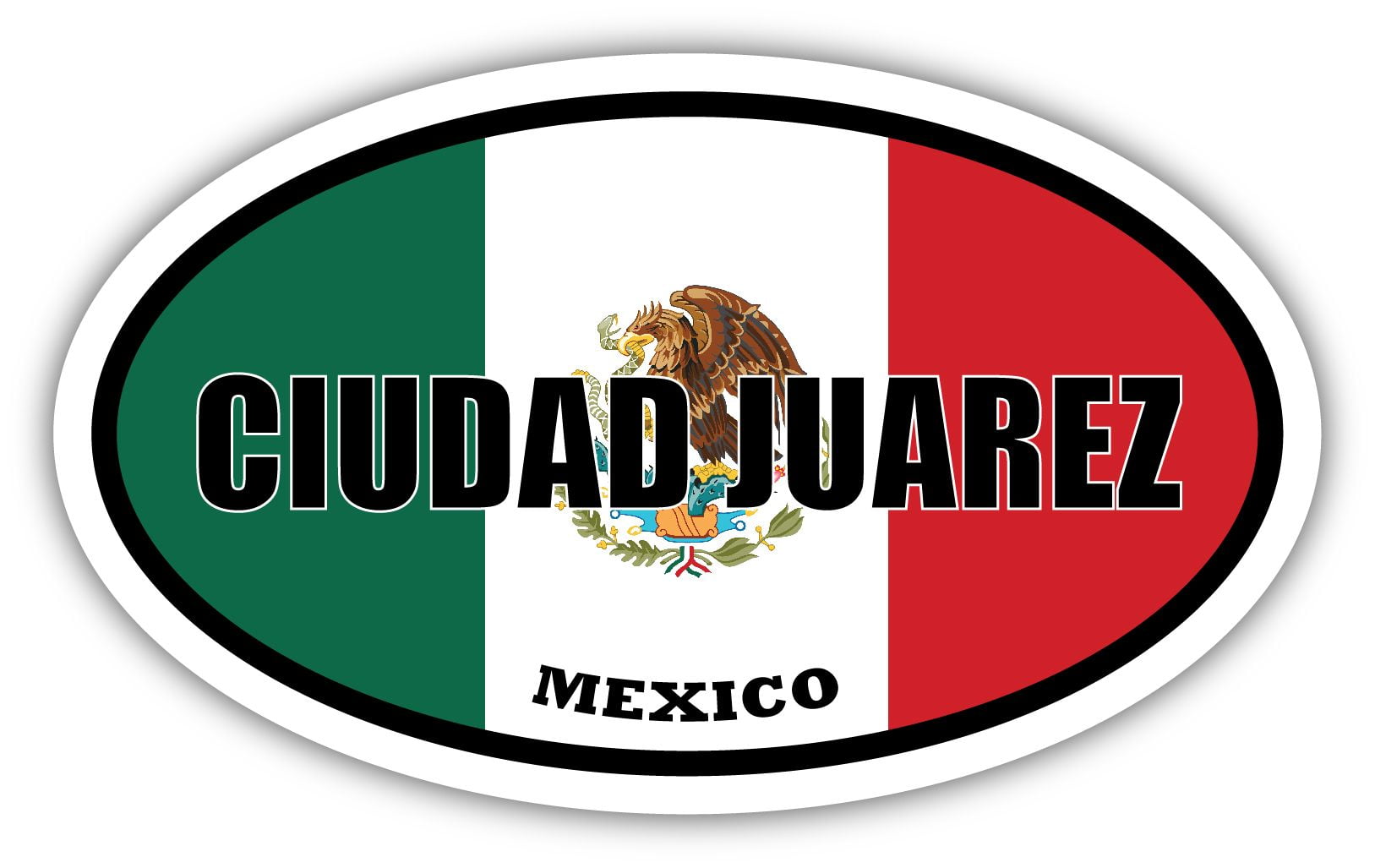 Ciudad Juarez Mexico Flag Oval Decal Vinyl Bumper Sticker 3x5 inches ...