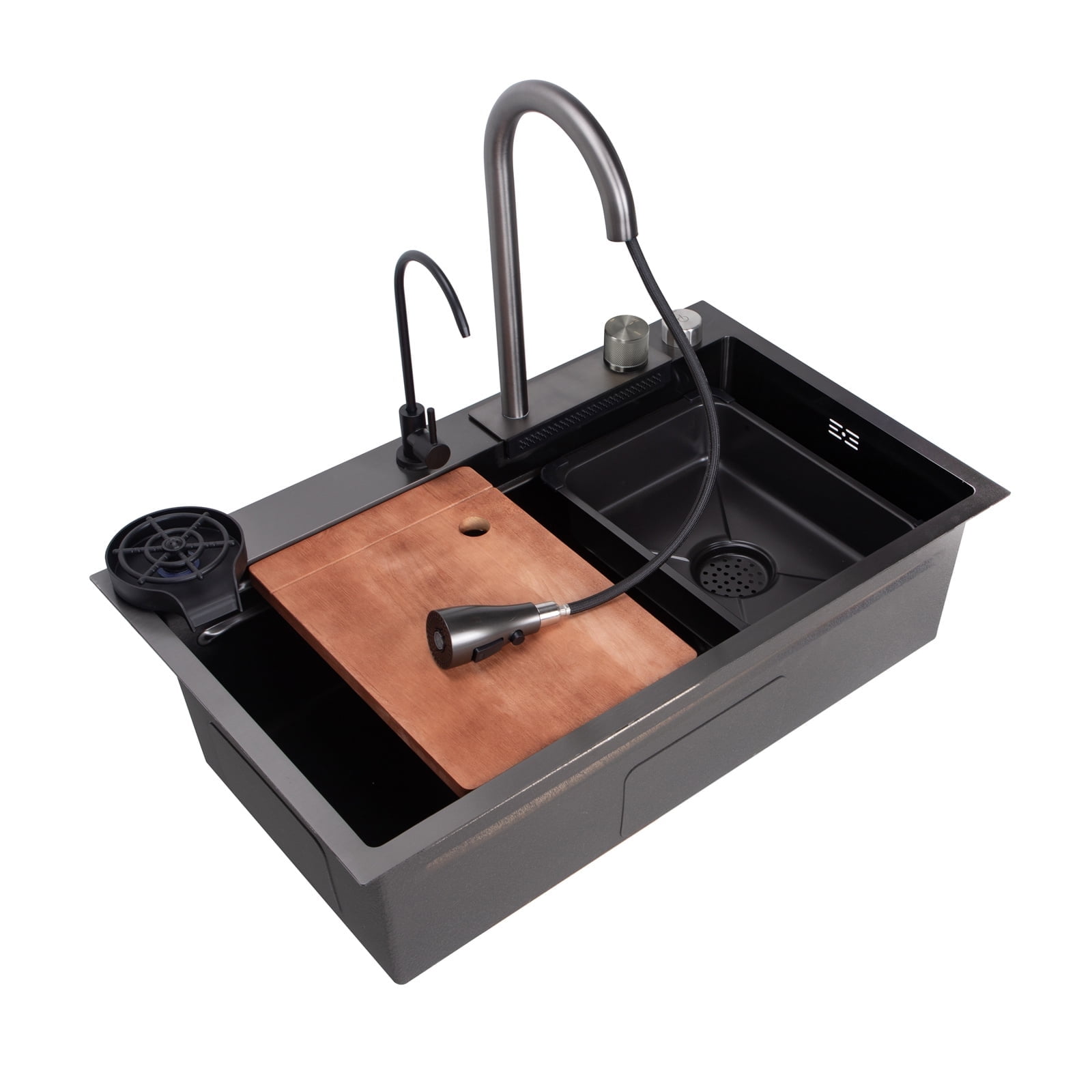 Ciumeeo 29.5X17.7" Flying Rain Stainless Steel Waterfall Kitchen Sink ...