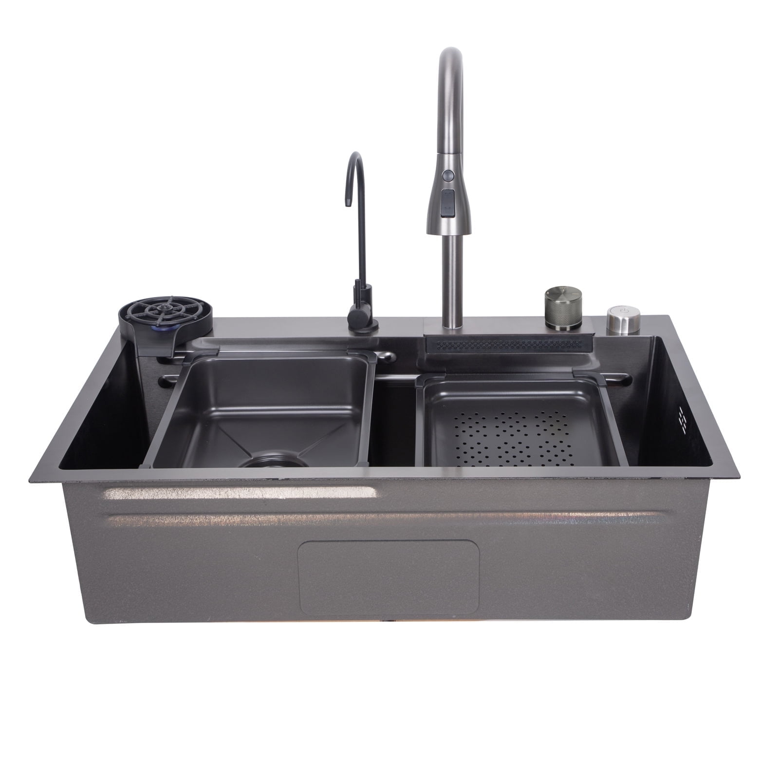 Ciumeeo Kitchens Waterfall Flying Rain Kitchen Sink Integrated Pull-Out ...