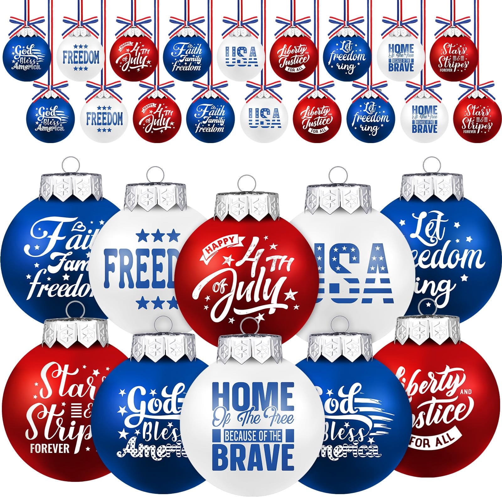 Civaner 4th of July Ball Ornaments for Tree Patriotic Hanging Tree ...