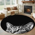 Civet Cat Round Rugs for Living Room 5ft Modern Black White Cat Face ...