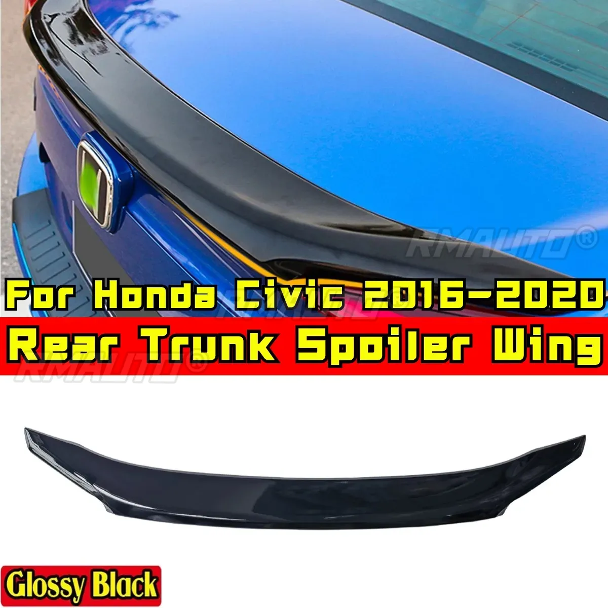 Civic Car Rear Spoiler Carbon Fiber Look Sport Style Rear Trunk Wing ...