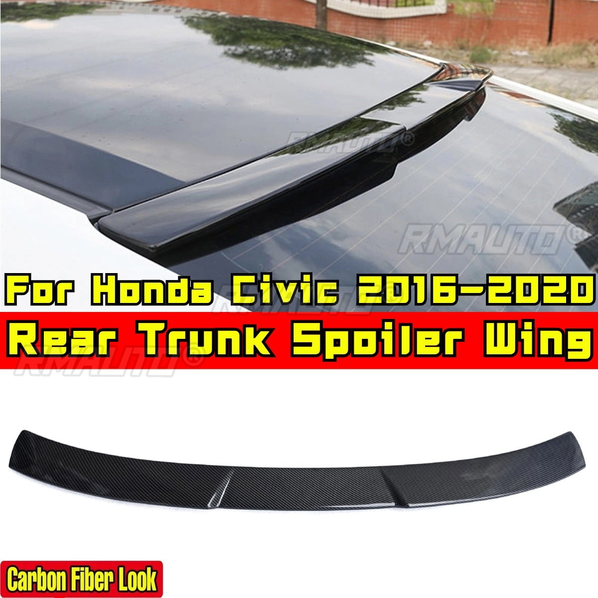 Civic Car Roof Spoiler Glossy Black Sport Style Rear Roof Spoiler Body ...