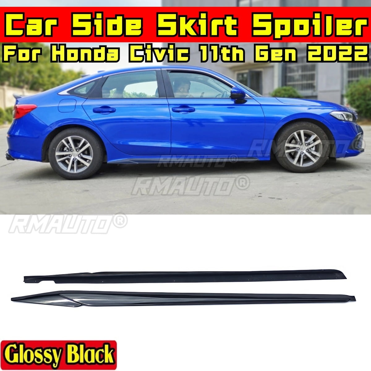 Civic Car Side Skirt Lip Glossy Black Sport Style Side Skirt Spoiler ...