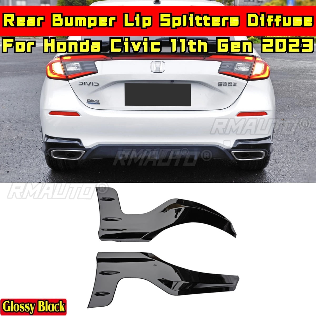 Civic Rear Bumper Splitters Diffuser Carbon Fiber Look Mugen Style For ...