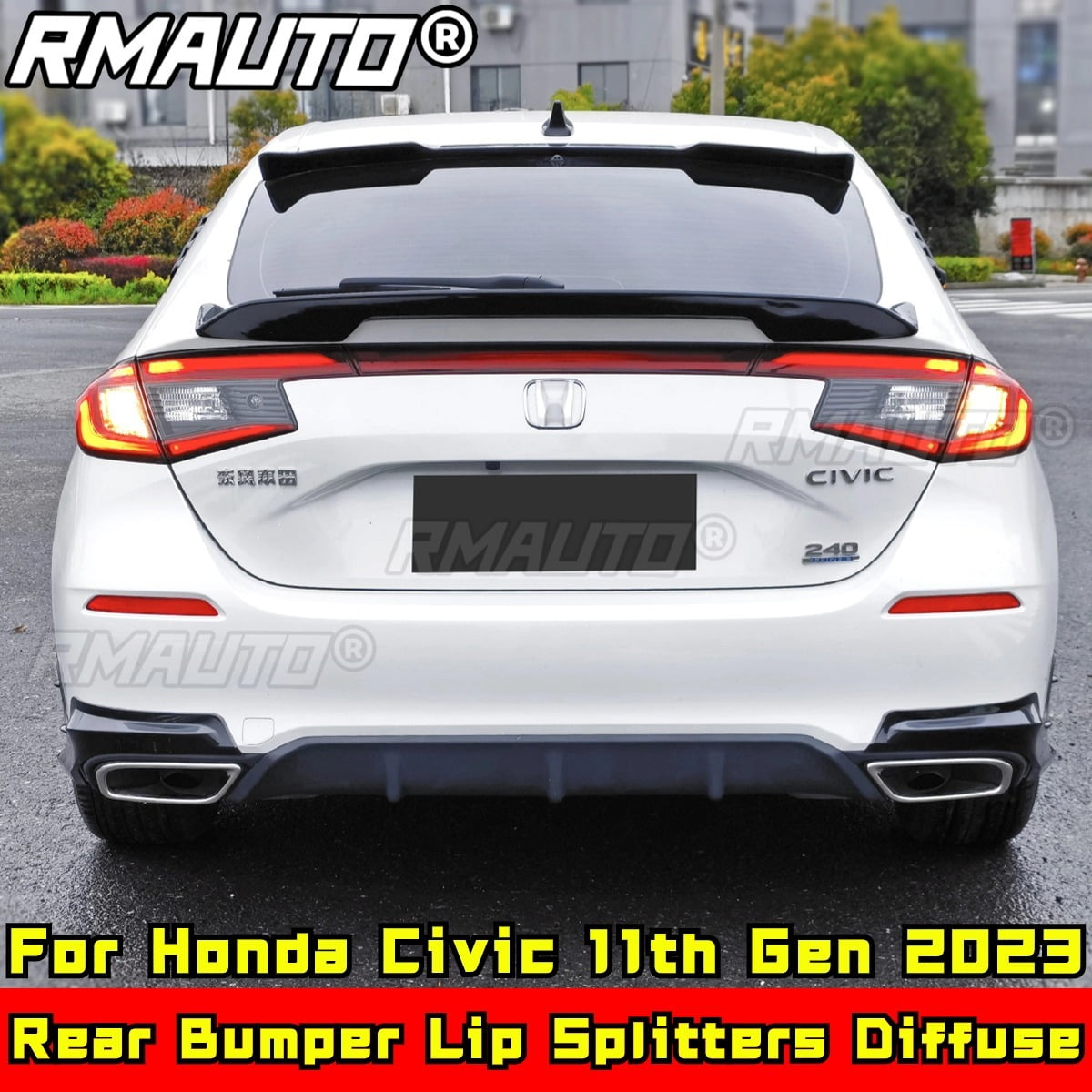 Civic Rear Bumper Splitters Diffuser Carbon Fiber Look Mugen Style For ...