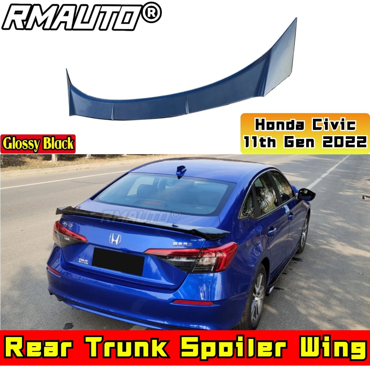 Civic Rear Trunk Spoiler Carbon Fiber Look Falcon Style Rear Spoiler ...