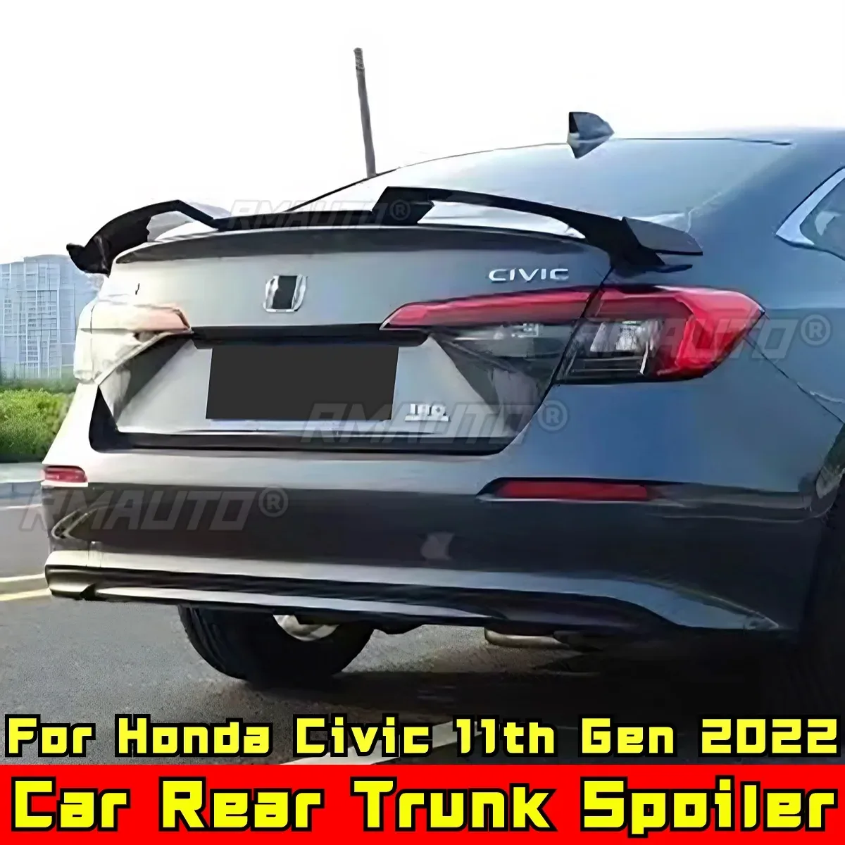 Civic Rear Trunk Spoiler Glossy Black TR Style Car Rear Spoiler Rear ...