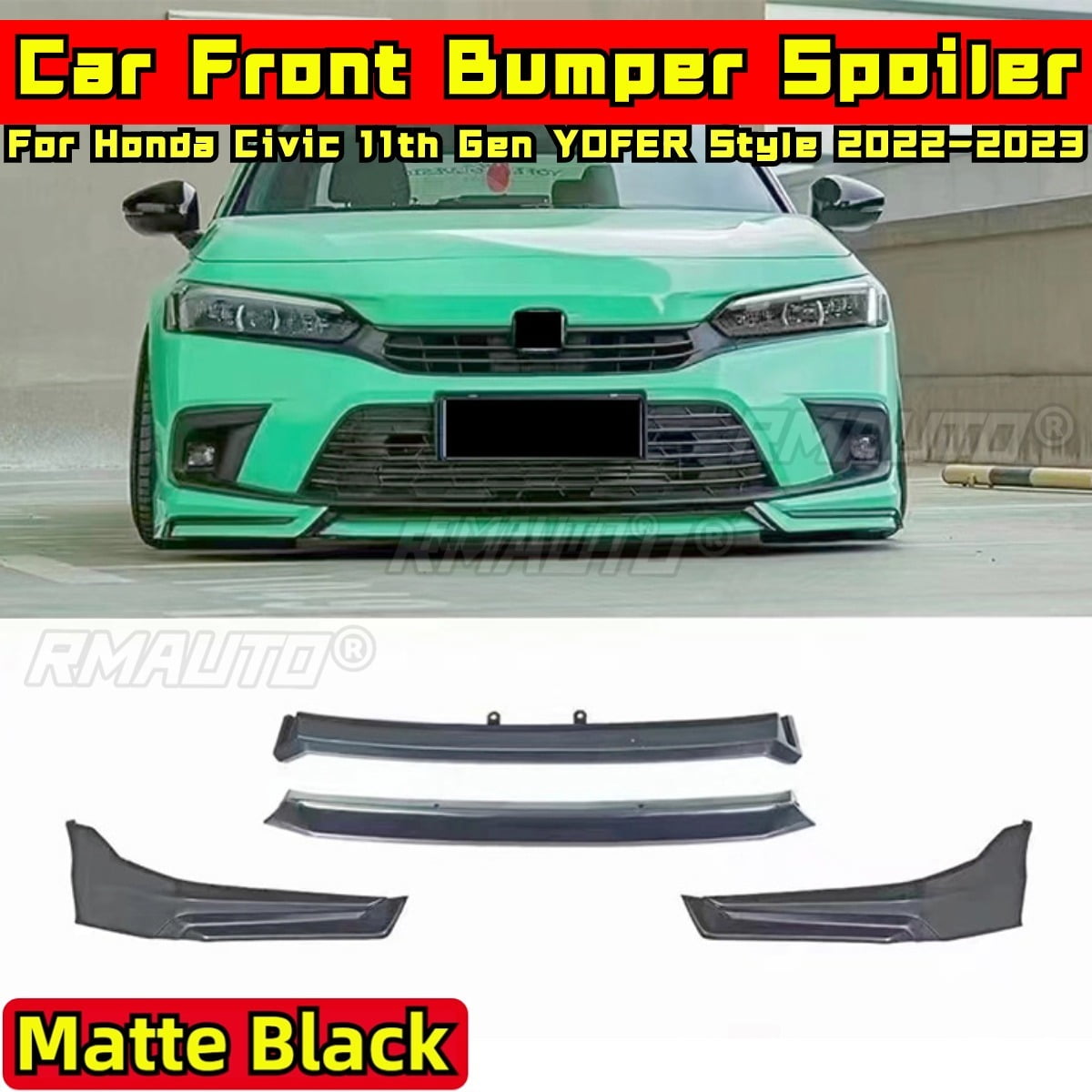 Civic Rear Trunk Spoiler Matte Black YOFER Style Rear Trunk Wing ...