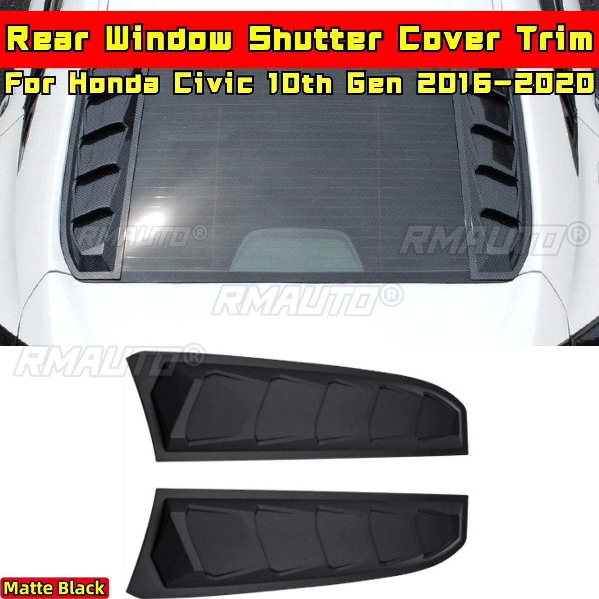 Civic Rear Window Side Vent Shutter Louver Cover Trim Matte Black Sport ...