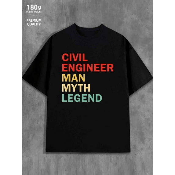 Civil Engineer Legend funny humor men 180G 100% Cotton black Original ...