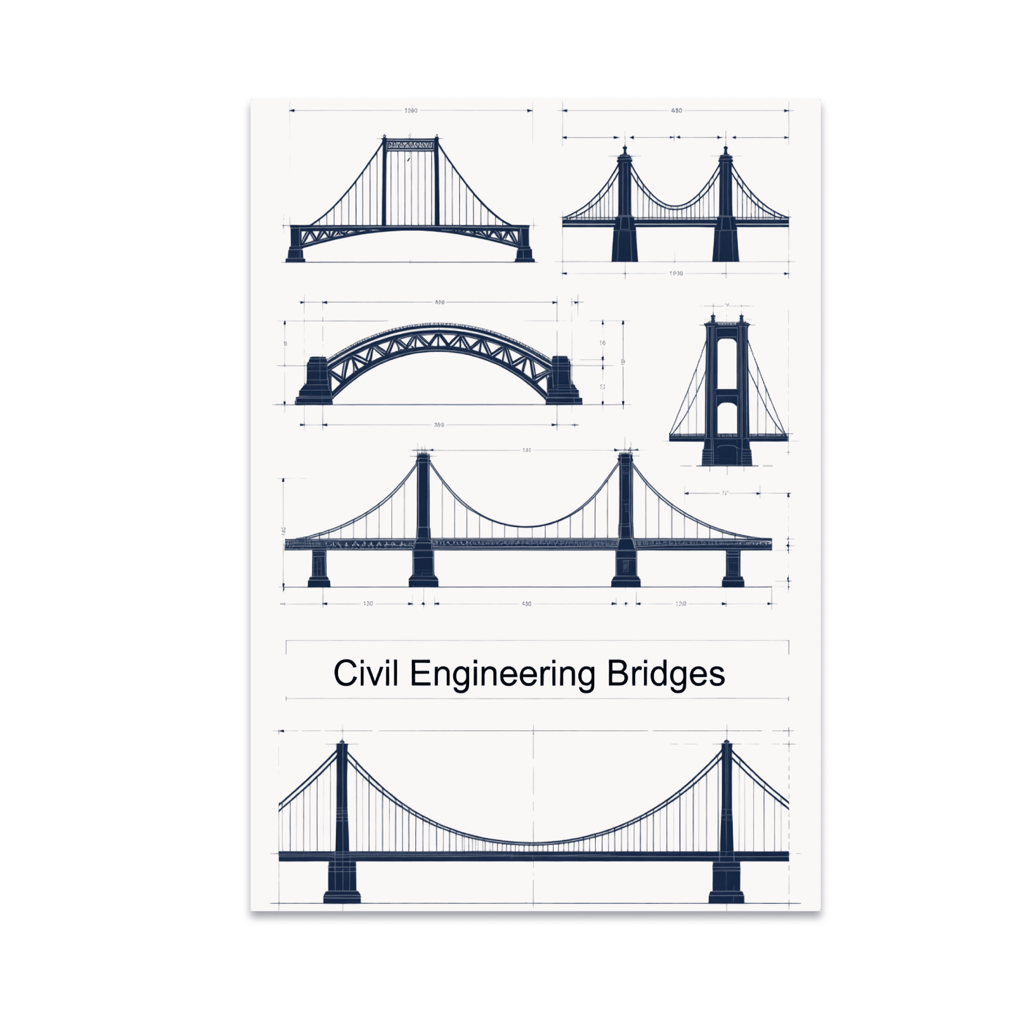 Civil Engineering Bridges Blueprint Art - Engineering Enthusiast ...