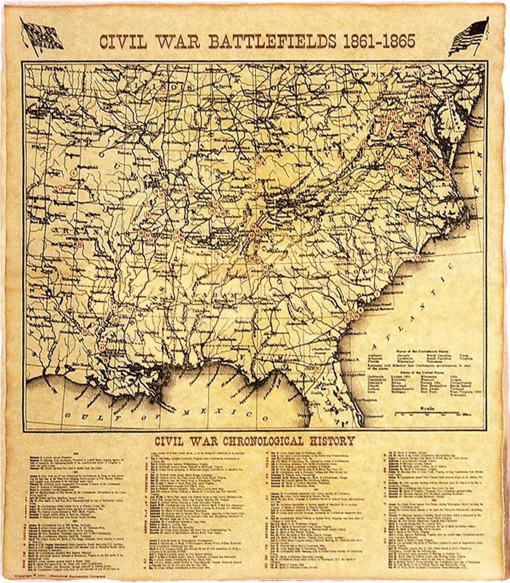Civil War Battle Map 1861-1865 Document - Walmart.com
