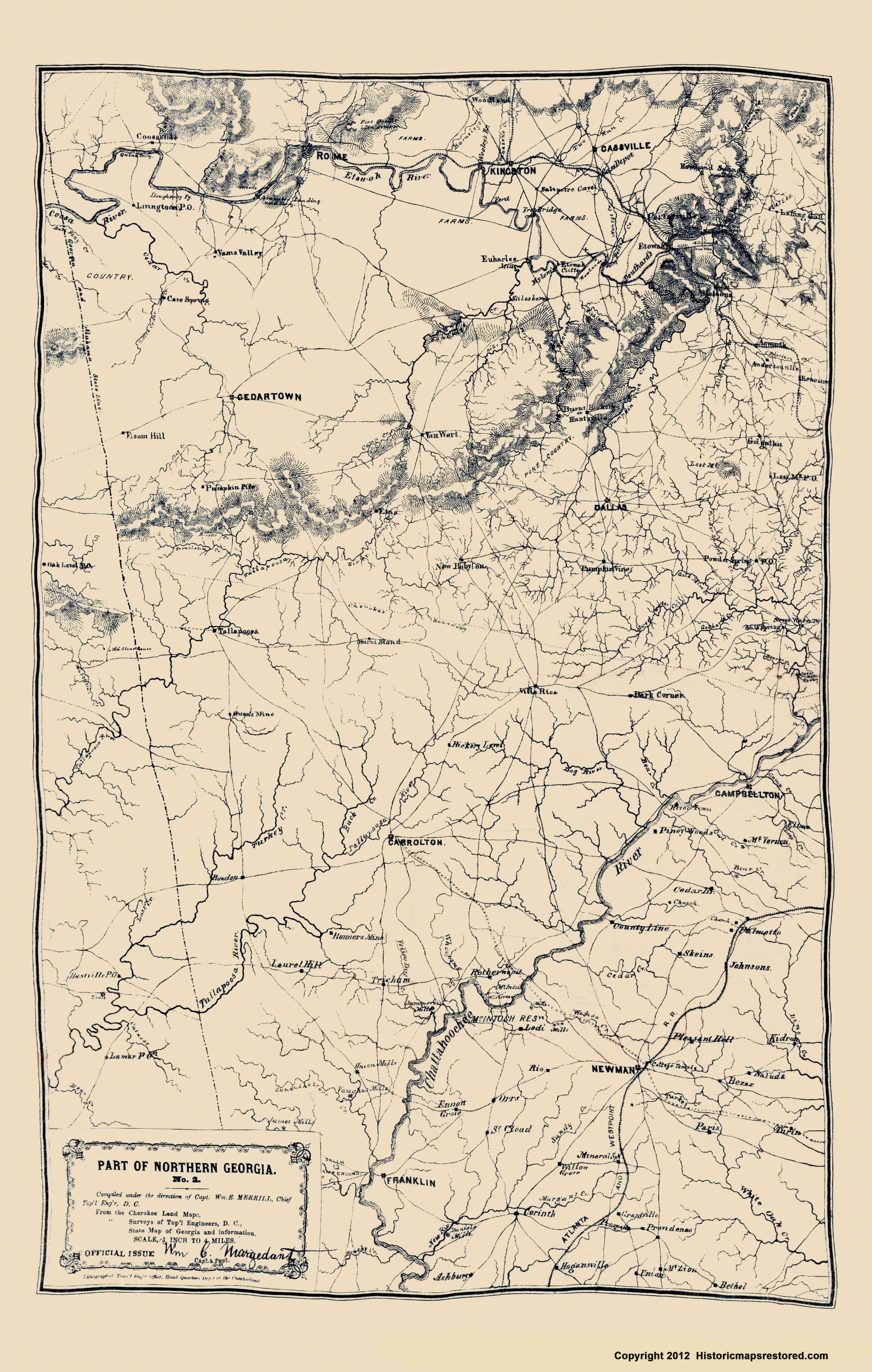 Historical Civil War Map - Georgia Northern - Merrill 1864 - 23 x 36.19 ...