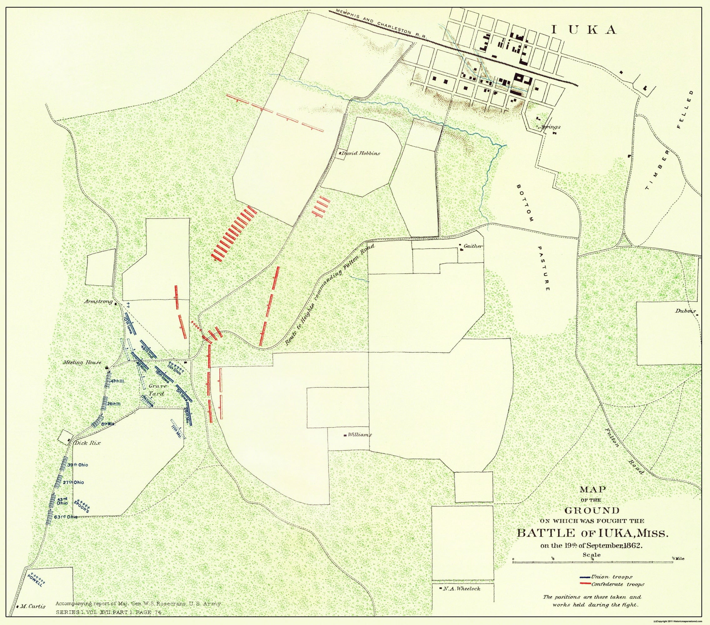 Historical Civil War Map - Luka Mississippi Battle - 1862 - 26.13 x 23 ...