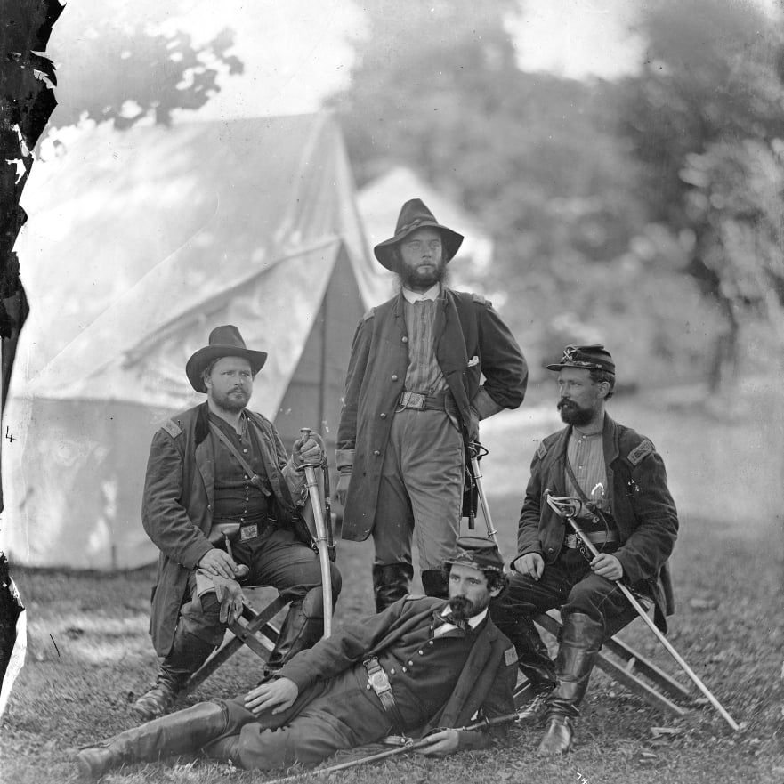 Civil War Union Officers. Ncol. James H. Childs (Standing) With Other ...