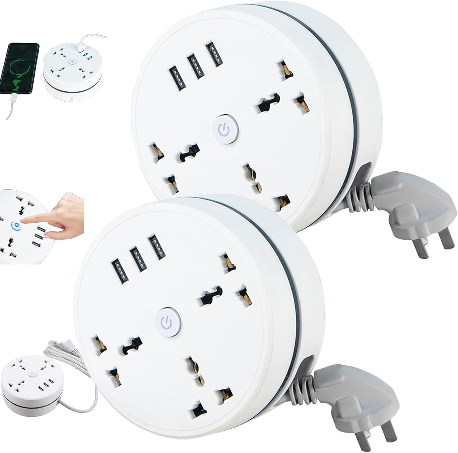 Civiliank Universal Power Strip, 5.9/9.2ft Extension Cord with 3 ...