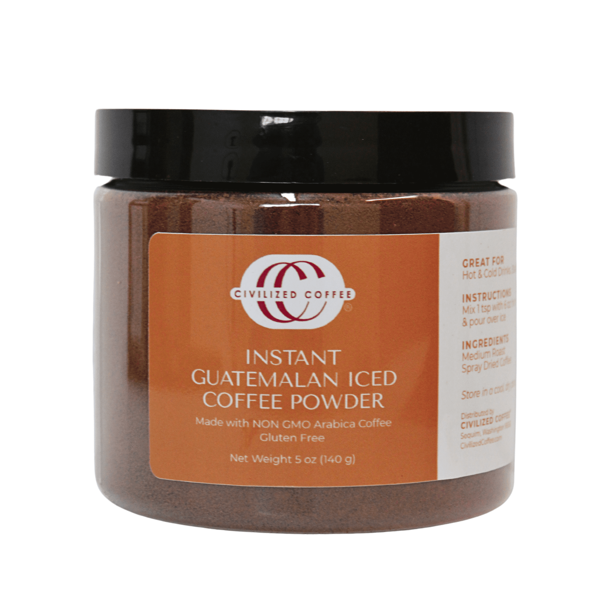 Civilized Coffee Instant Iced Coffee Powder Guatemalan Unsweetened Jar ...