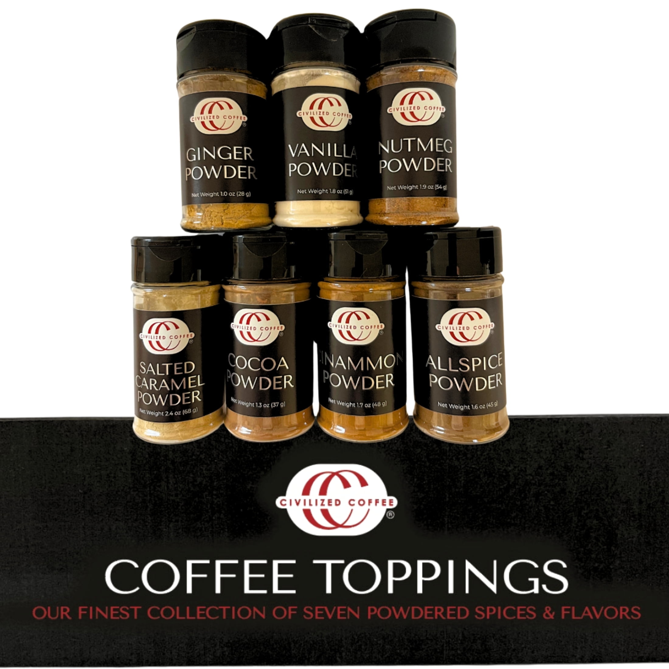 Civilized Coffee Coffee Toppings Gift Box, Assortment of 7 Powdered ...