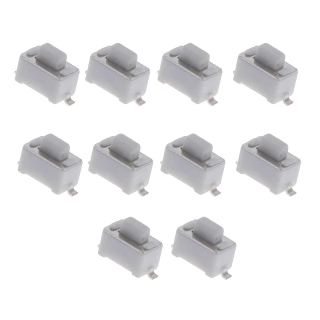 Ciwanning 10Pcs Tact Switches Push Button Resetting Type Microswitch White Button Microphone ...