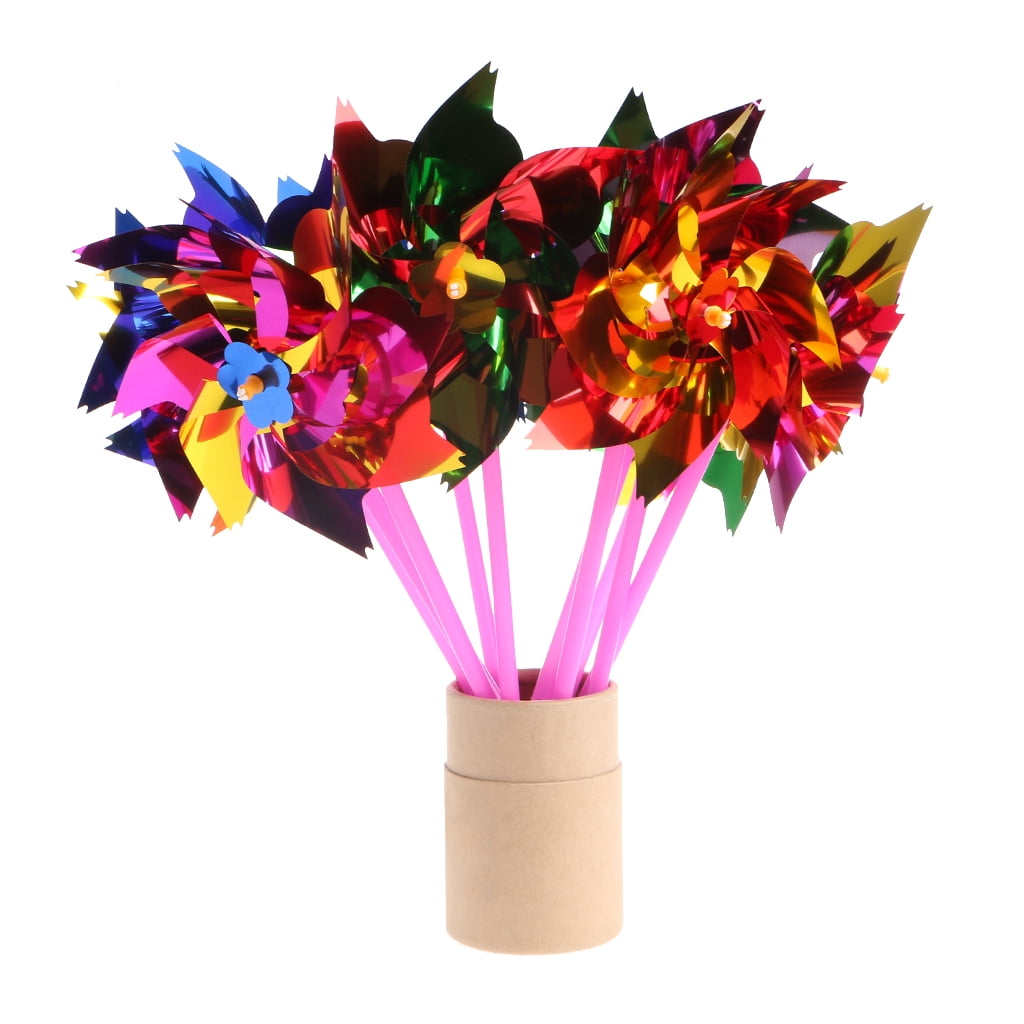 Ciwanning 10Pcs Windmill Pinwheel Spinner Kids Toy Garden Party Decor ...
