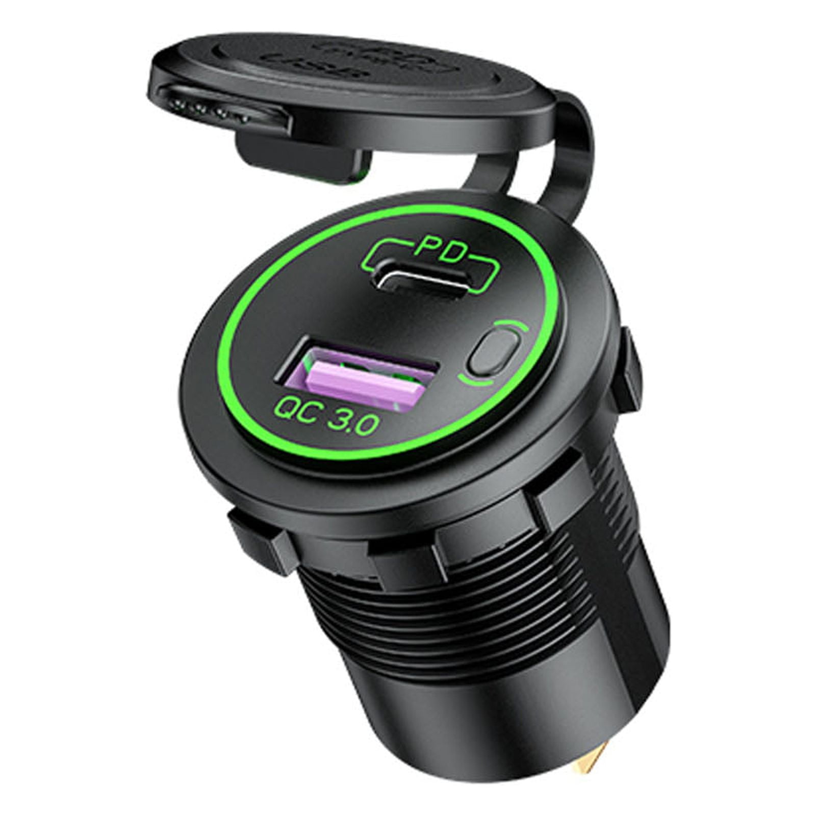 Ciwanning 12V QC3.0 USB Type C PD Car Adapter with LED Light for Truck ...