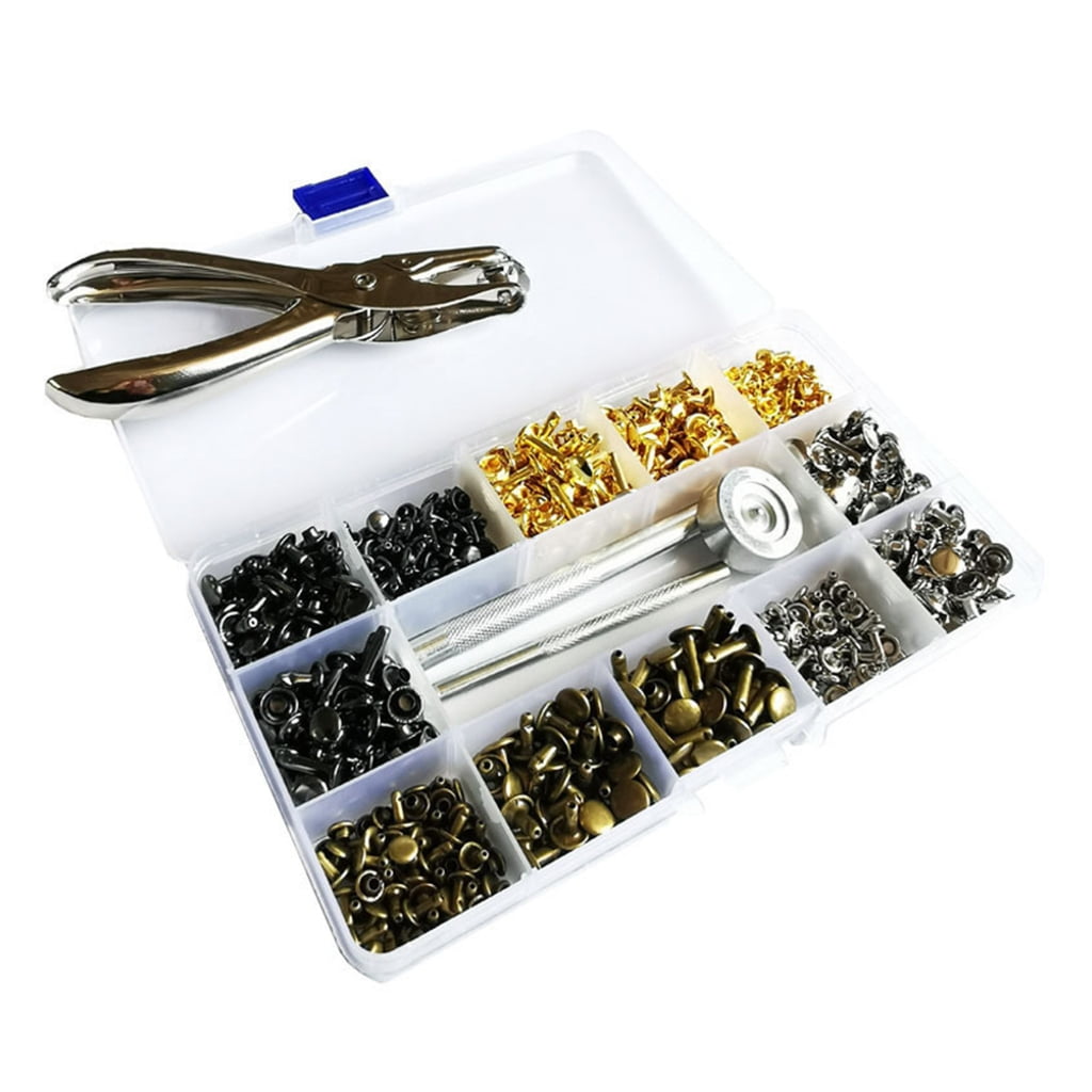 Ciwanning 180Sets 4 Color Leather Rivets, Double Caps Metal Rivets with ...