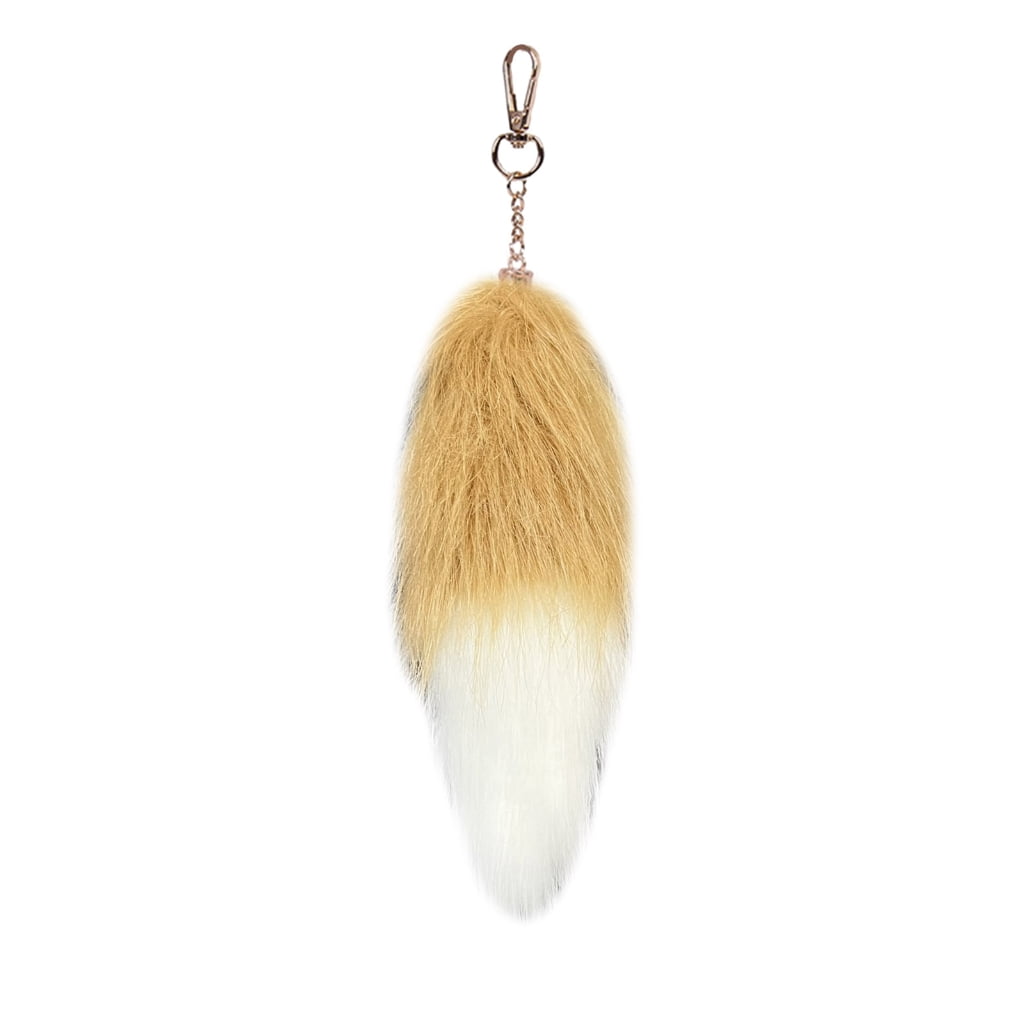 Ciwanning 20cm Faux Tail Keychain Plush Ornament Decorative Car ...