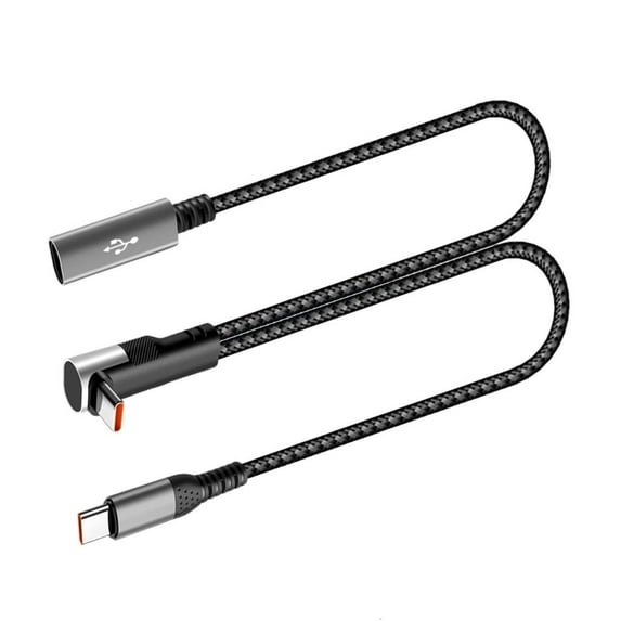 Ciwanning 25cm Angled USB C Extension Cord Double Fast Charge Data Sync ...