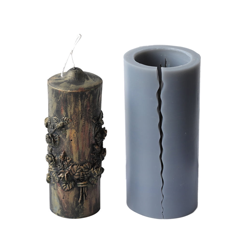 Ciwanning 3D Carved Cylindrical Mold Silicone Clay Soap for Making Wax ...