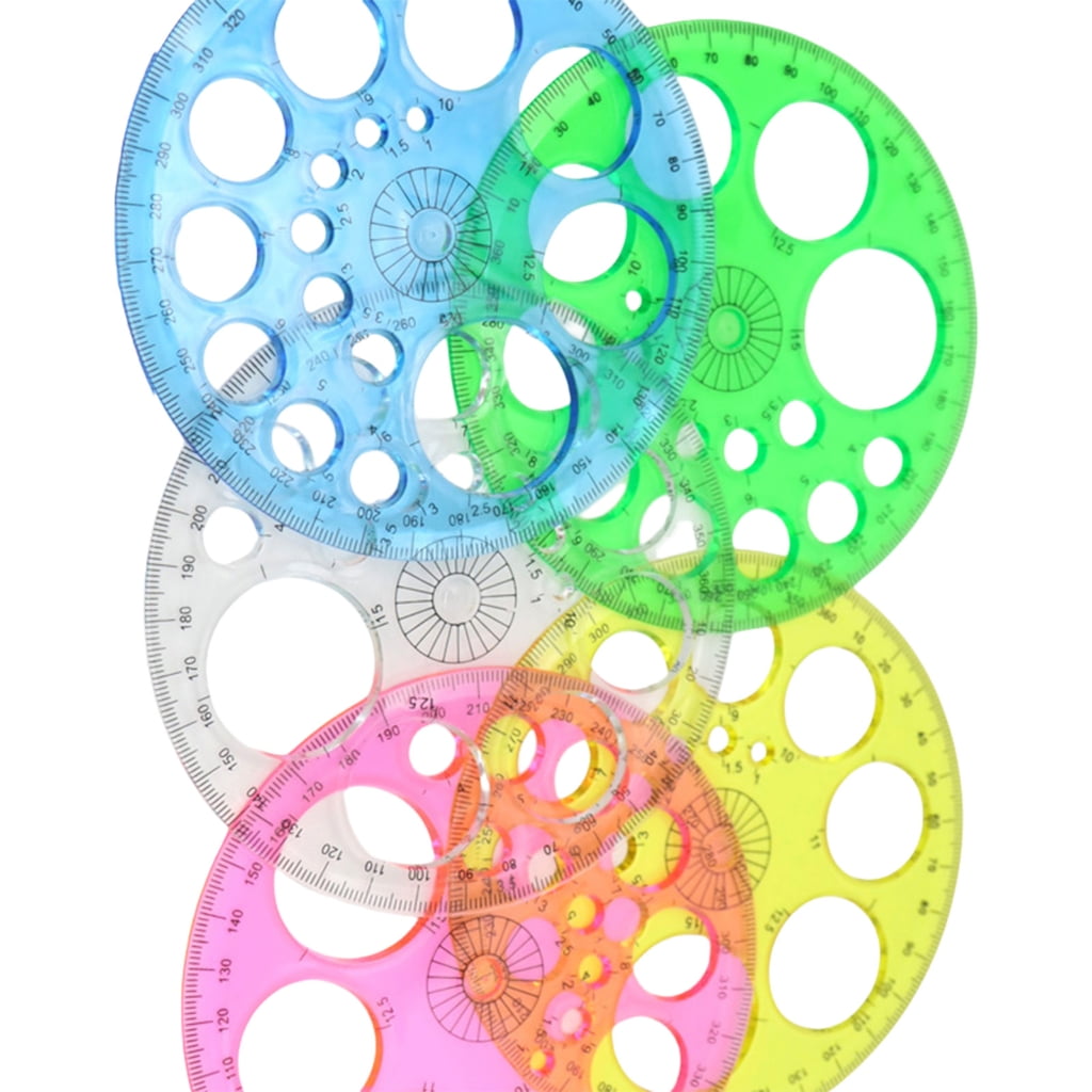 Ciwanning 5 Pcs 360 Degree Circles Protractor Circles Template Ruler ...