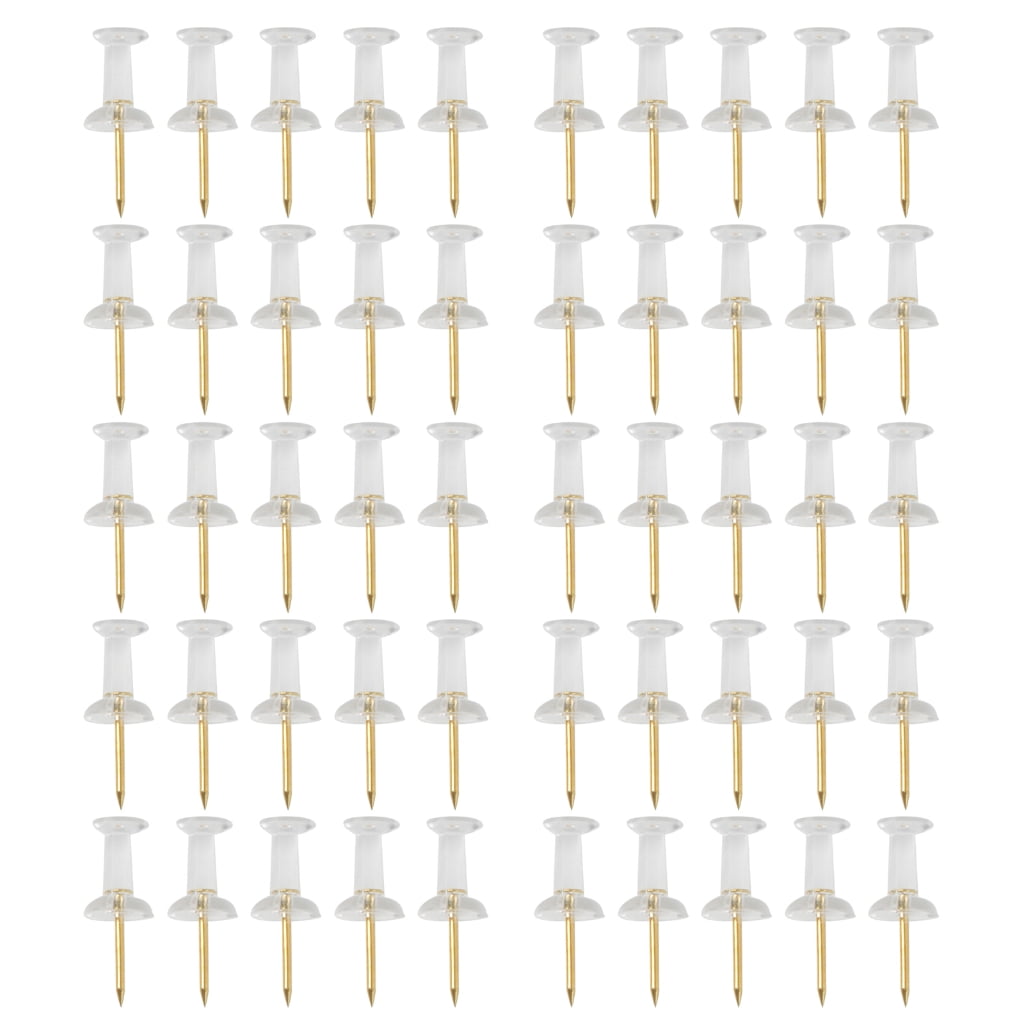 Ciwanning 50/100Pcs I-shape Push Pins Ball-shape Pushpin Clear Map Pin ...