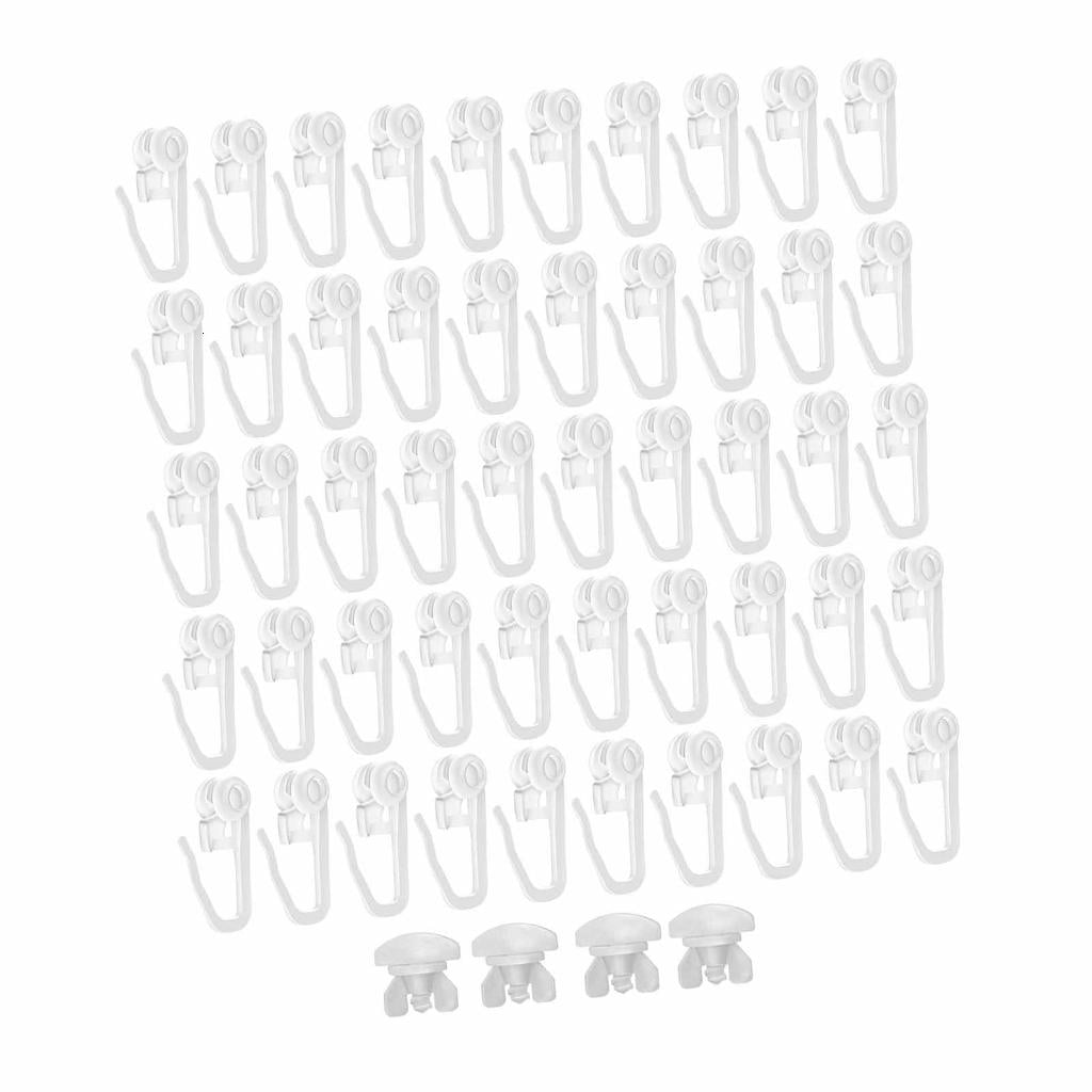 Ciwanning 50Pcs Curtain Hook 4Pcs Stoppers Curtain Gliders with Head ...