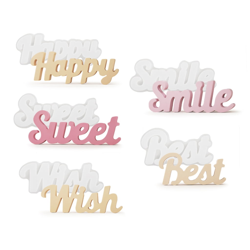 Ciwanning 5Pcs Lettering Silicone Molds Greeting Words Resin Silicone ...