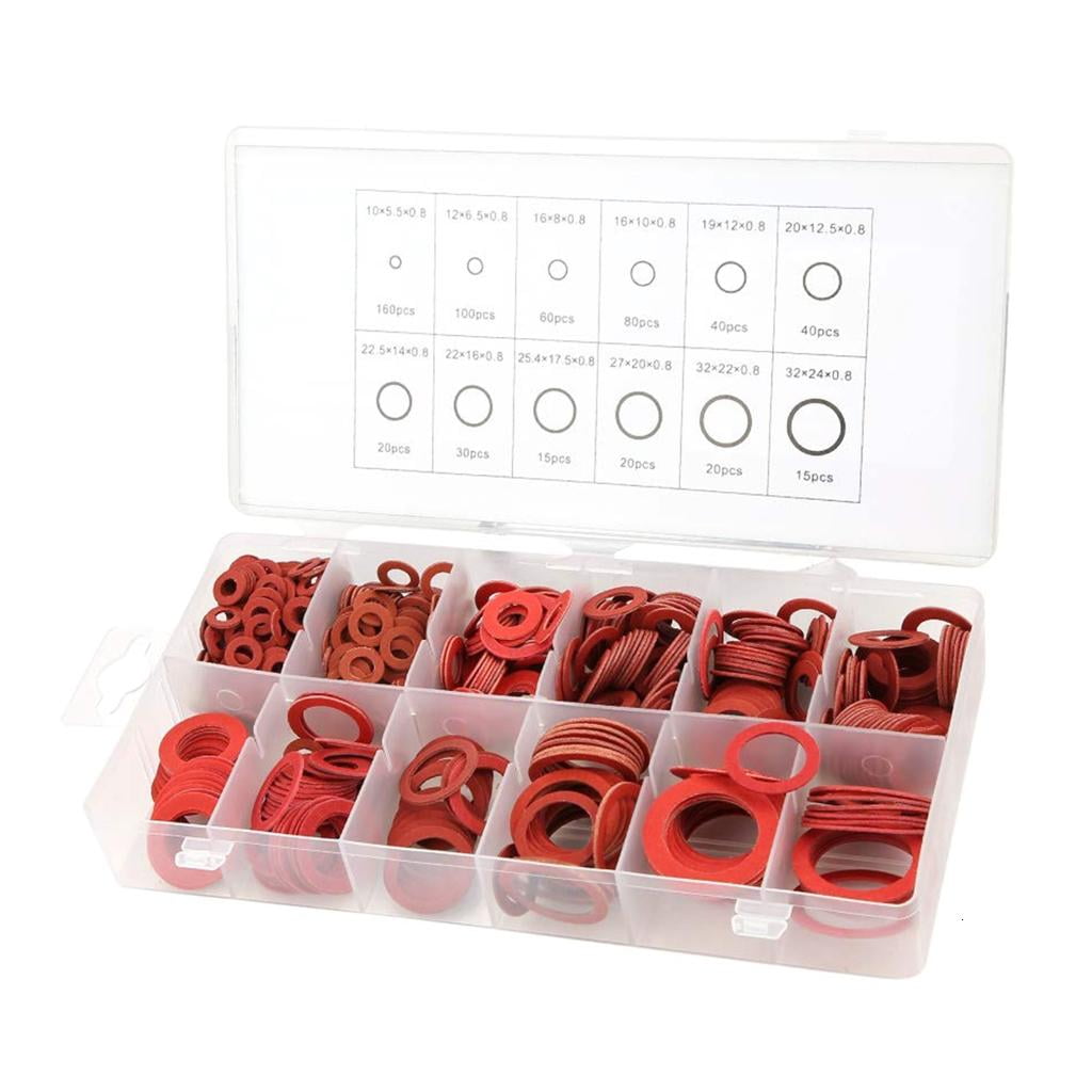 Ciwanning 600Pieces Red Steel Paper Fiber Flat Washer Kit Insulation ...