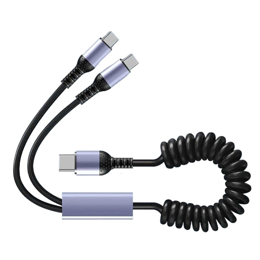 Ciwanning USB C Cable Spring Data Line with Double USB C Port for ...