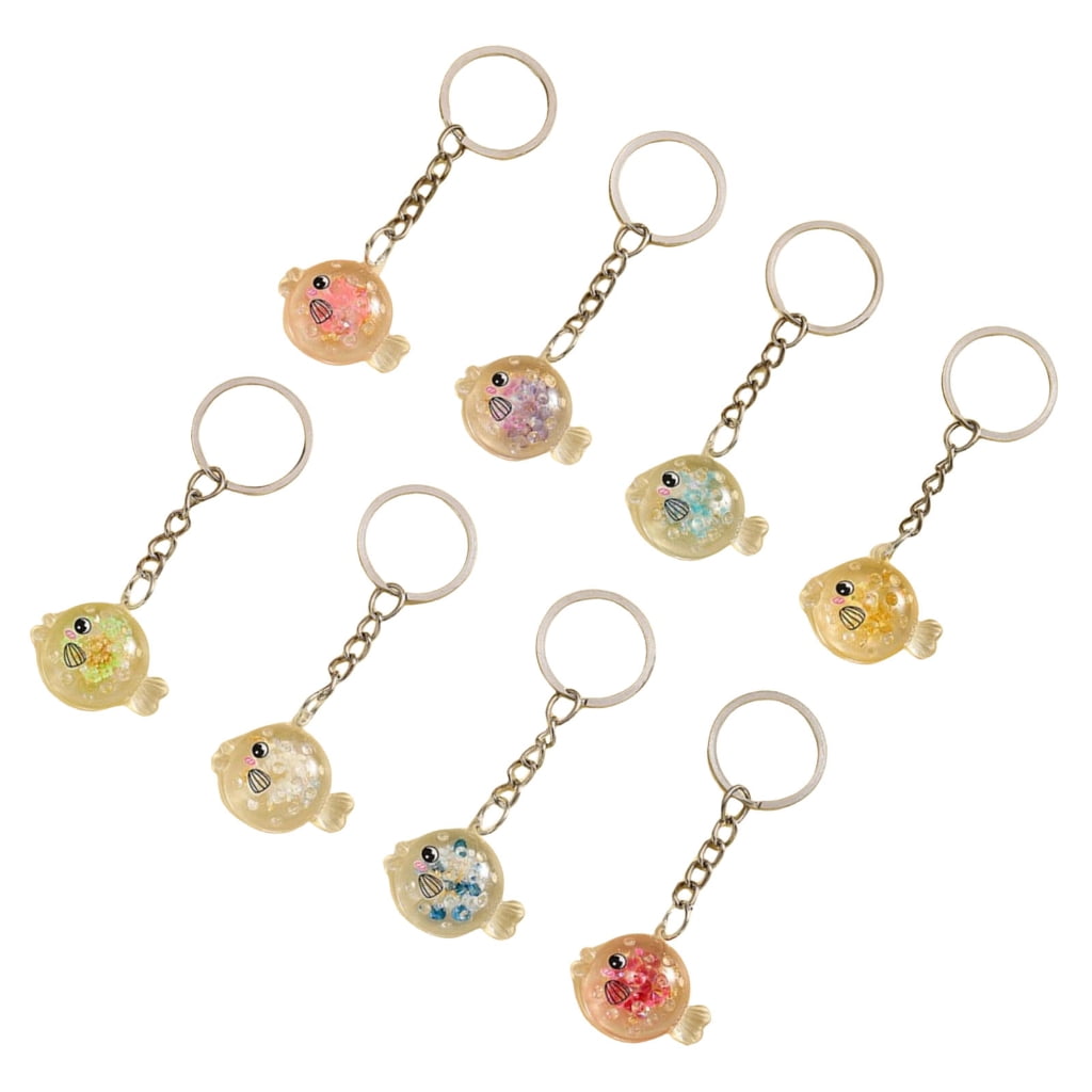 Ciwanning 8pcs Noctilucent Puffer Fish Key Rings Set Silicone Puffer ...