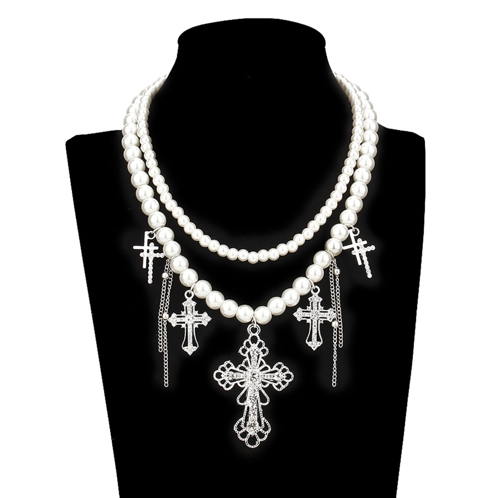Ciwanning Aesthetic Dismond Inlayed Crosses Pendant Necklace Unique ...