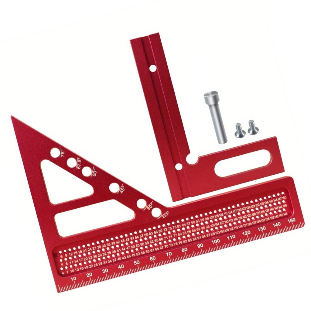Ciwanning Carpenter Square Aluminum Miter Triangles Hole Ruler ...